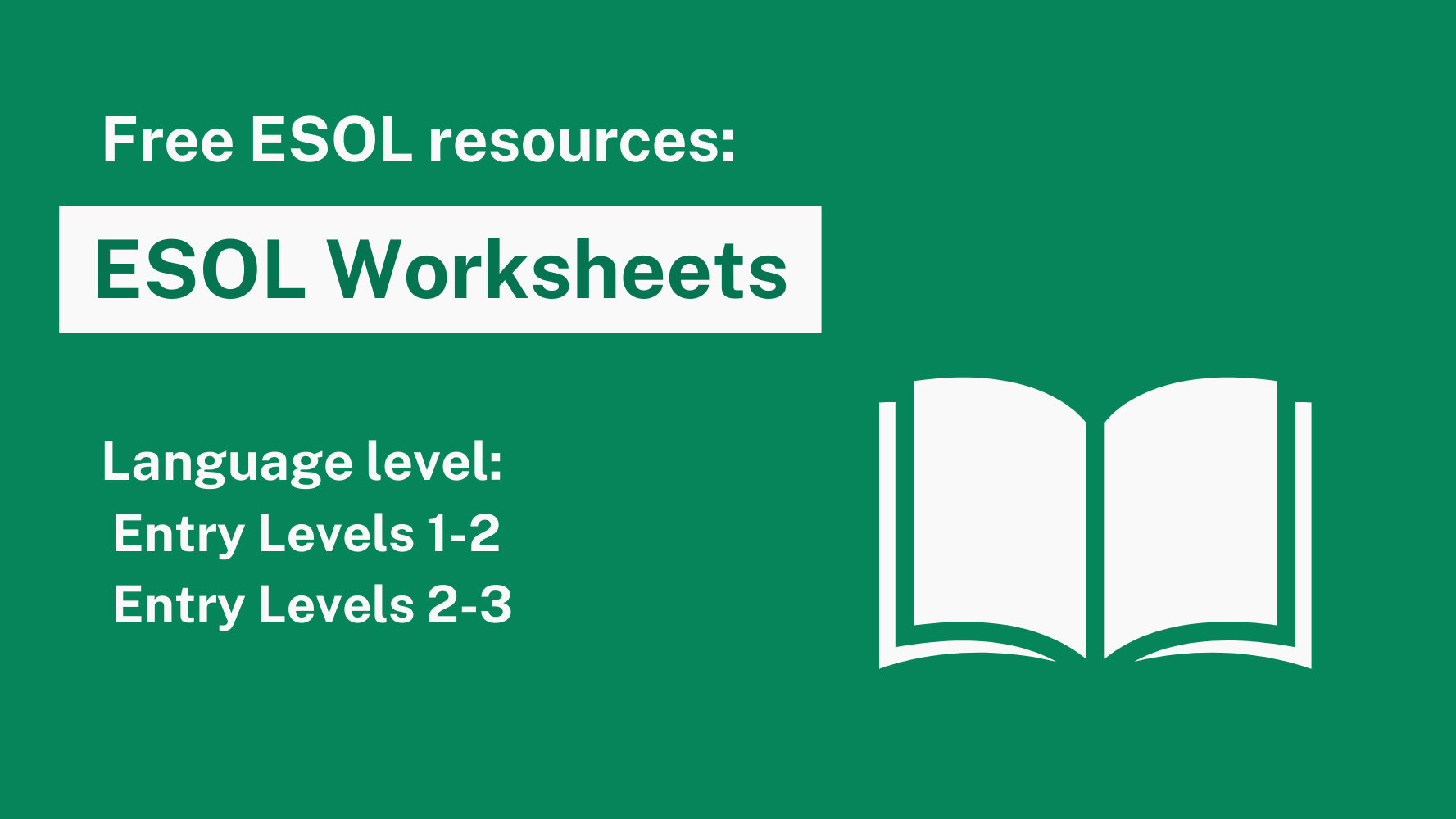 Esol Entry 2 Free Worksheets Free EAL Teaching Resources & Worksheets